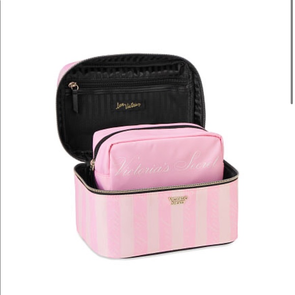 PINK Victoria's Secret | Bags | Signature Stripe Small Weekender Train ...